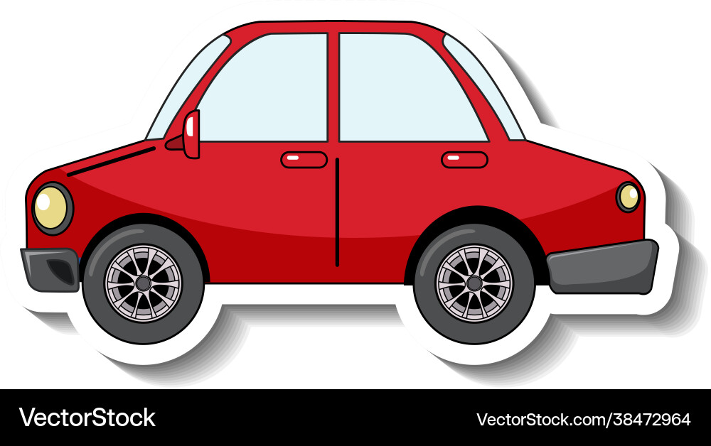 Sticker template with a red car isolated Vector Image