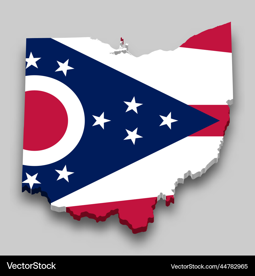 3d isometric map of ohio is a state united Vector Image