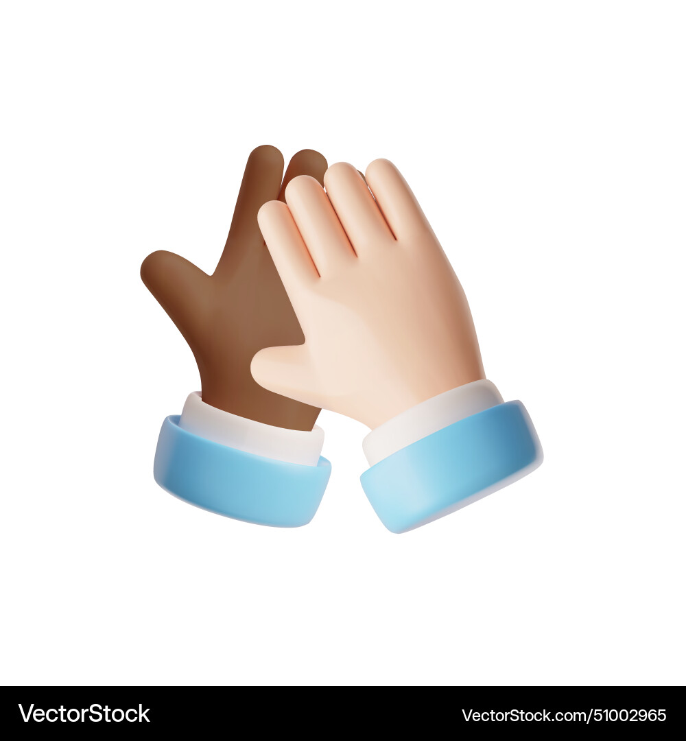 3d two multinational hands hand shake icon Vector Image