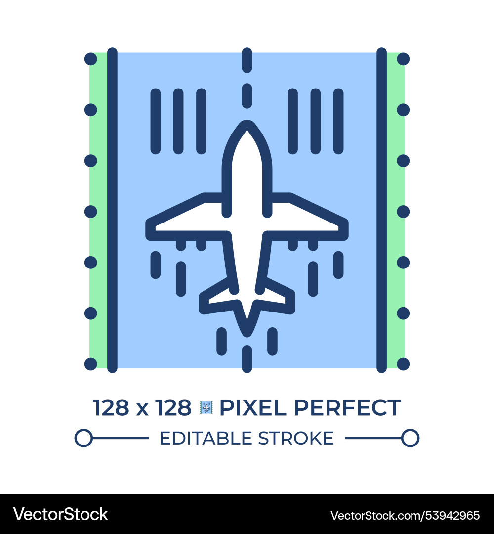 Airplane on runway rgb color icon Royalty Free Vector Image