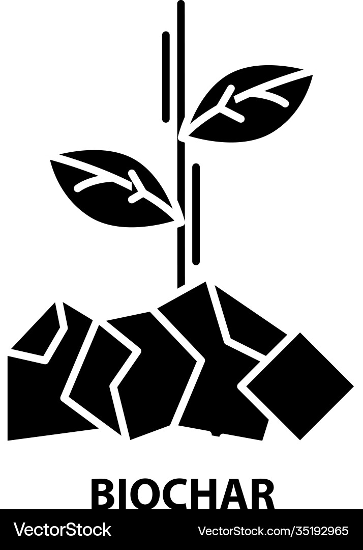 Biochar Icon - Editable Black Sign Royalty Free Vector Image