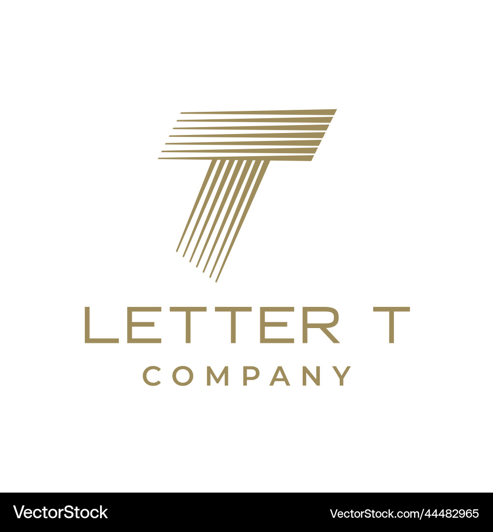 Elegant gold letter t logo Royalty Free Vector Image