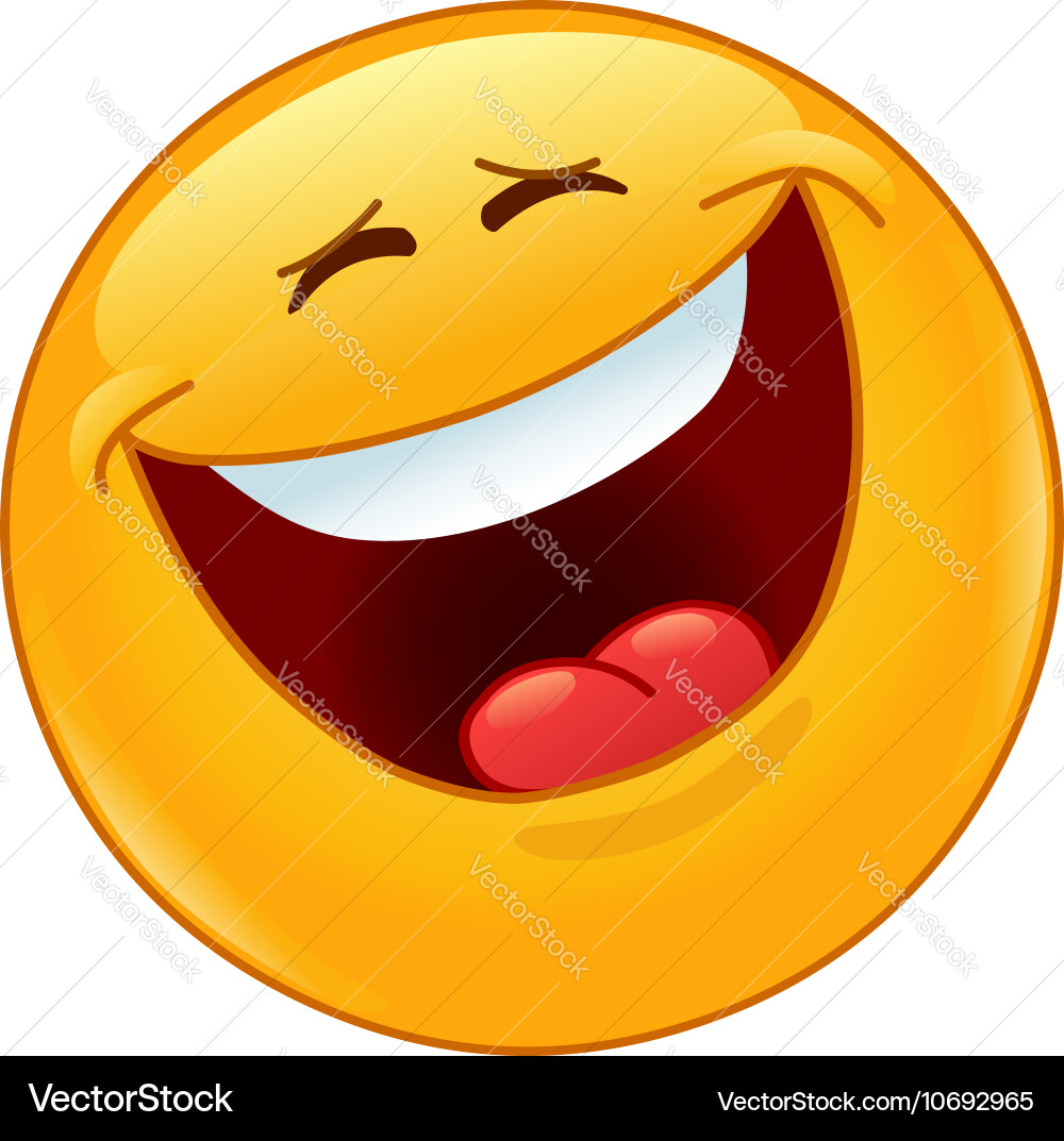 Laughing Face Emoticon - Closed Eyes Royalty Free Vector