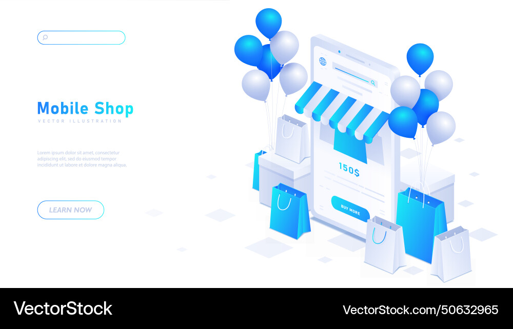 Mobile shop white poster Royalty Free Vector Image