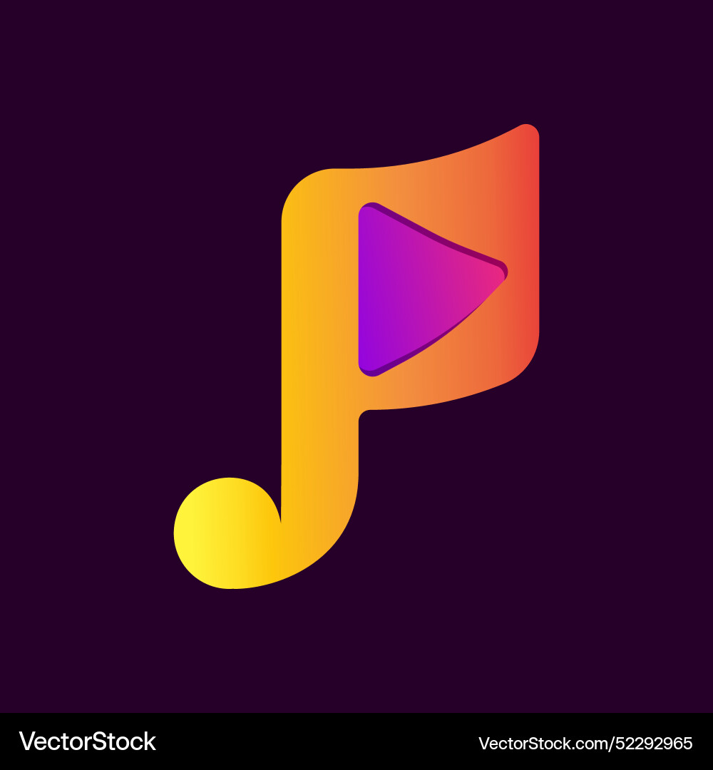 P letter play music multimedia tune gradient logo Vector Image