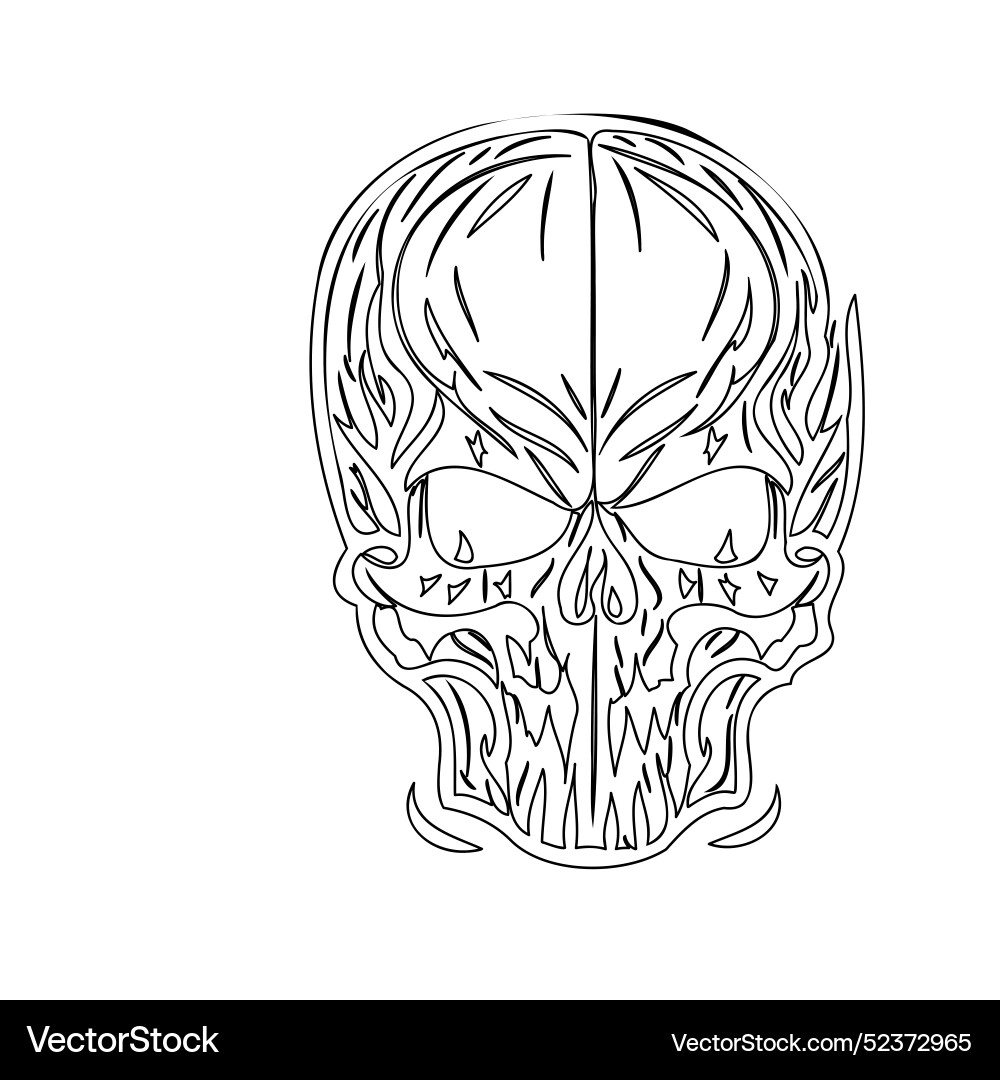 Skull halloween scary outline sketch Royalty Free Vector