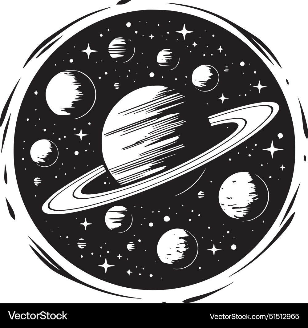 Space - black and white Royalty Free Vector Image