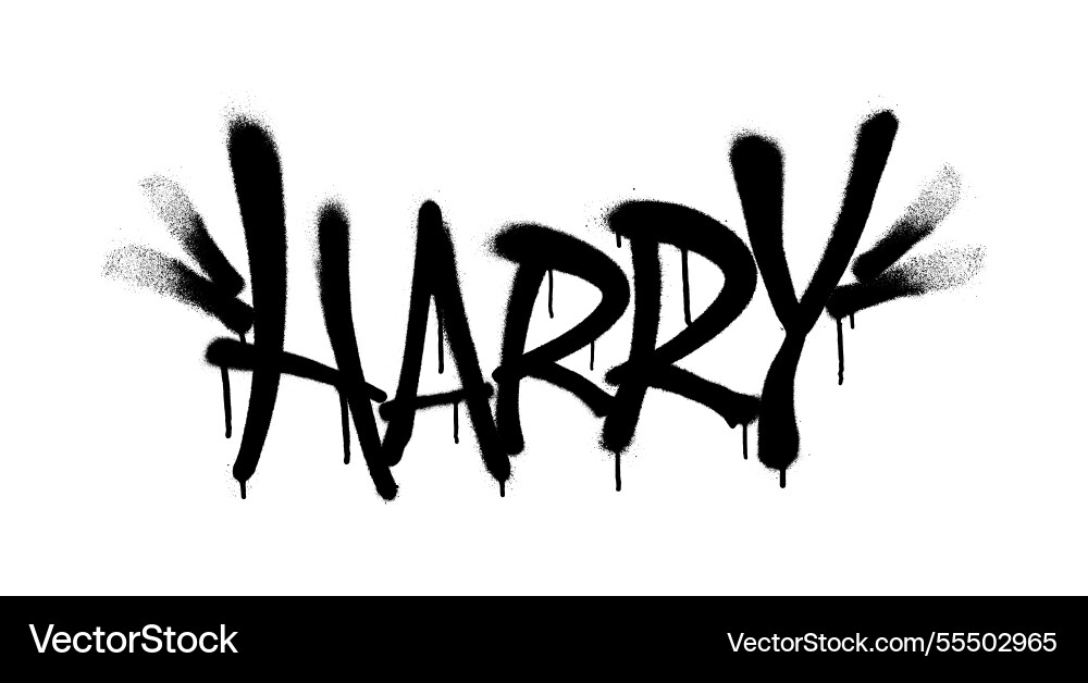 Sprayed harry name with overspray in black over Vector Image