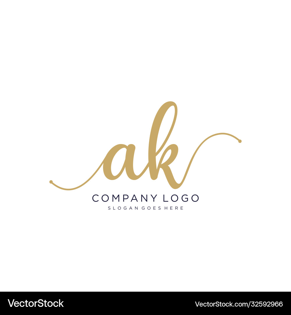 Ak initial handwriting logo design Royalty Free Vector Image