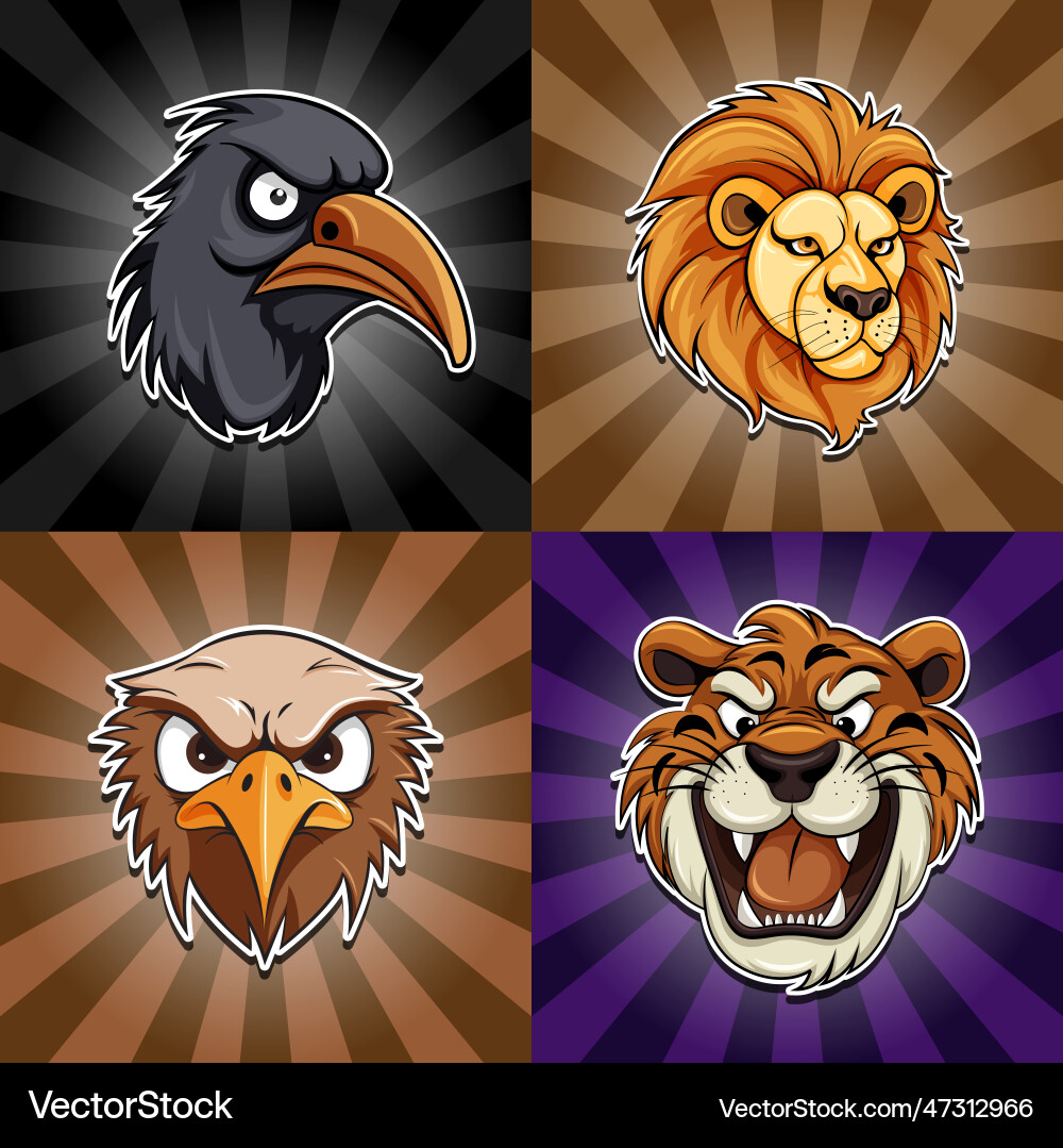 Animal face on retro comic background Royalty Free Vector