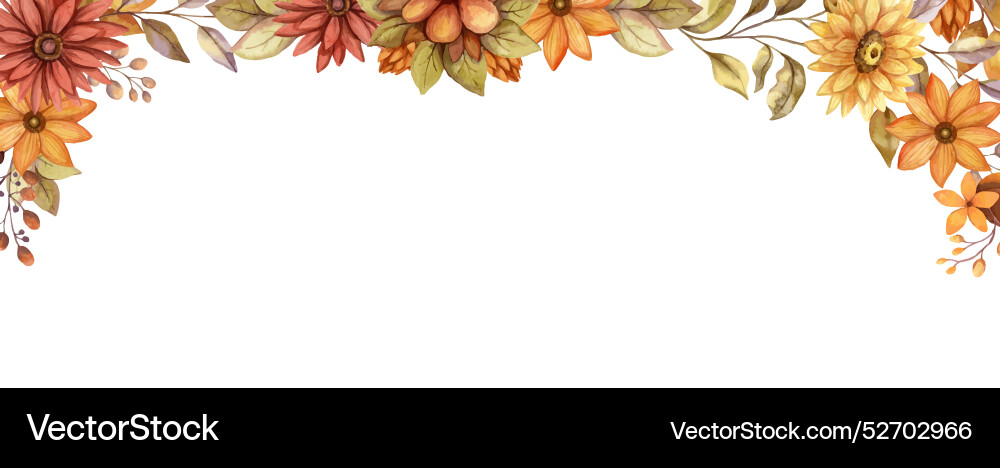 Autumn flower horizontal banner frame Royalty Free Vector