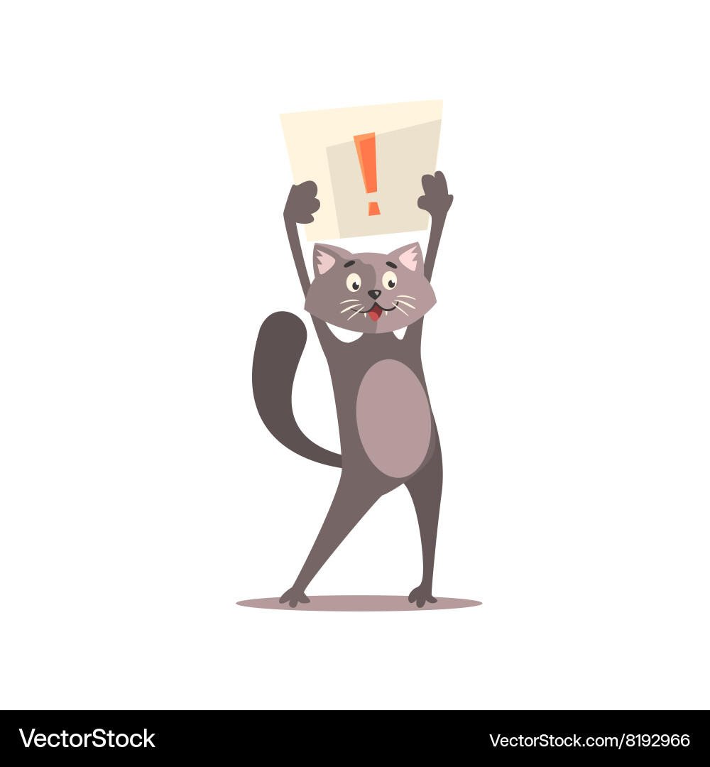 Cat with Exclamation Mark Royalty Free Vector Image