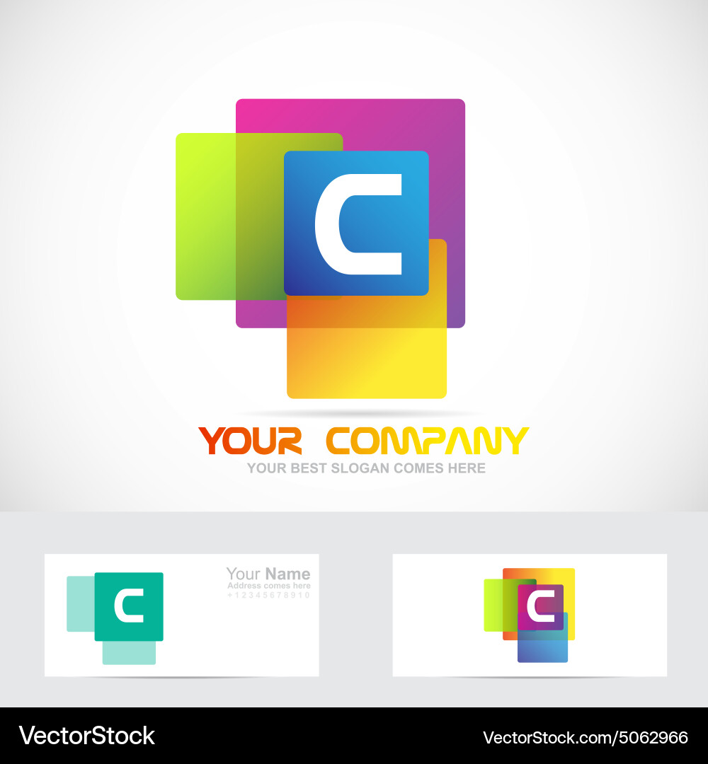 Colorful Letter C Square Logo Royalty Free Vector Image
