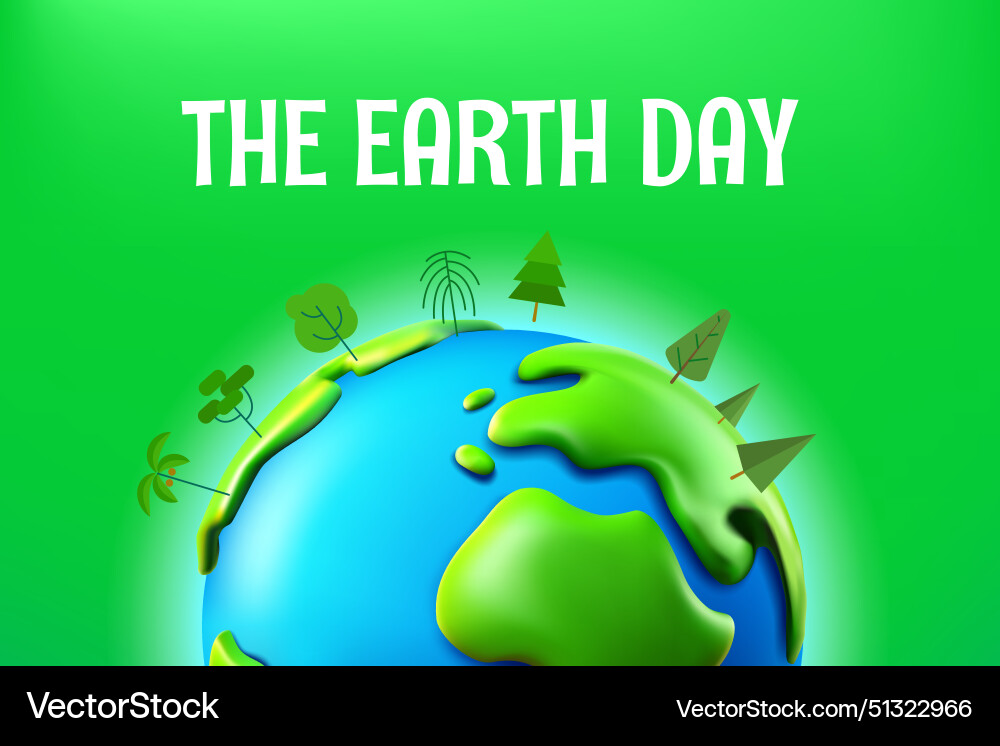 Earth day 3d concept Royalty Free Vector Image