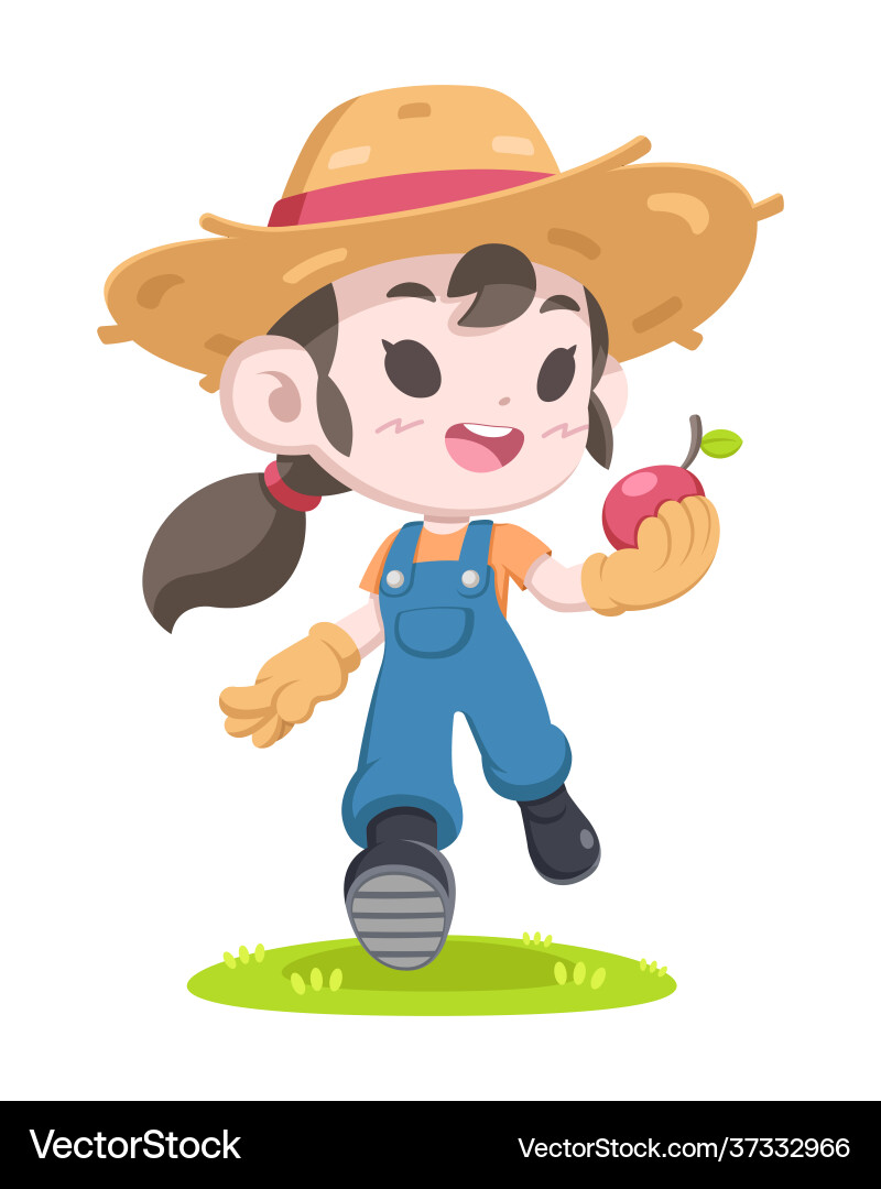 Farmer girl cartoon Royalty Free Vector Image - VectorStock