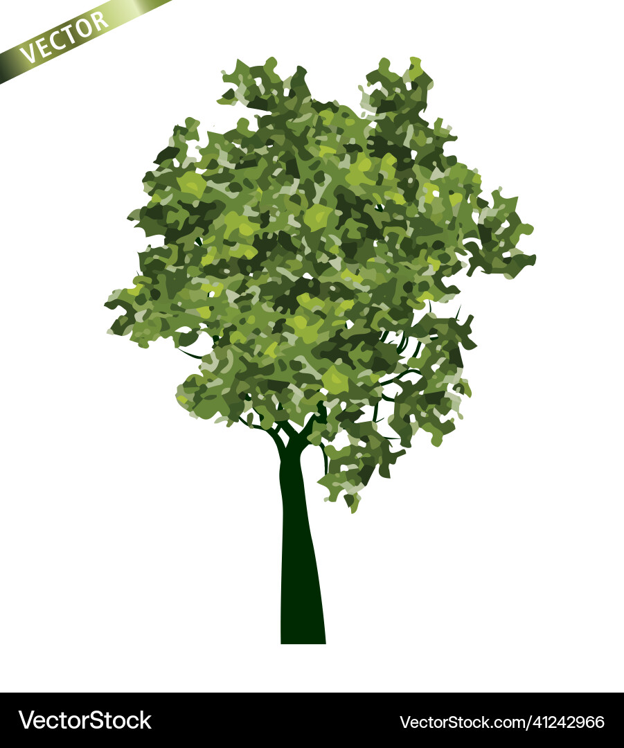 Green tree isolated on white background outline Vector Image