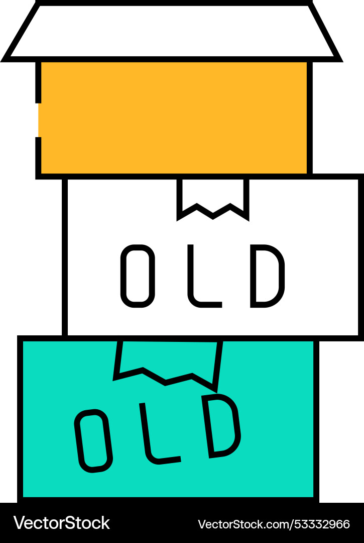 Old things in box icon color Royalty Free Vector Image