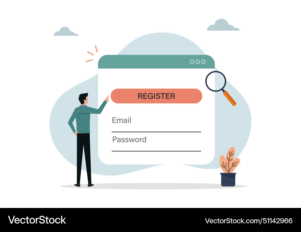 Online registration and sign up concept a man Vector Image