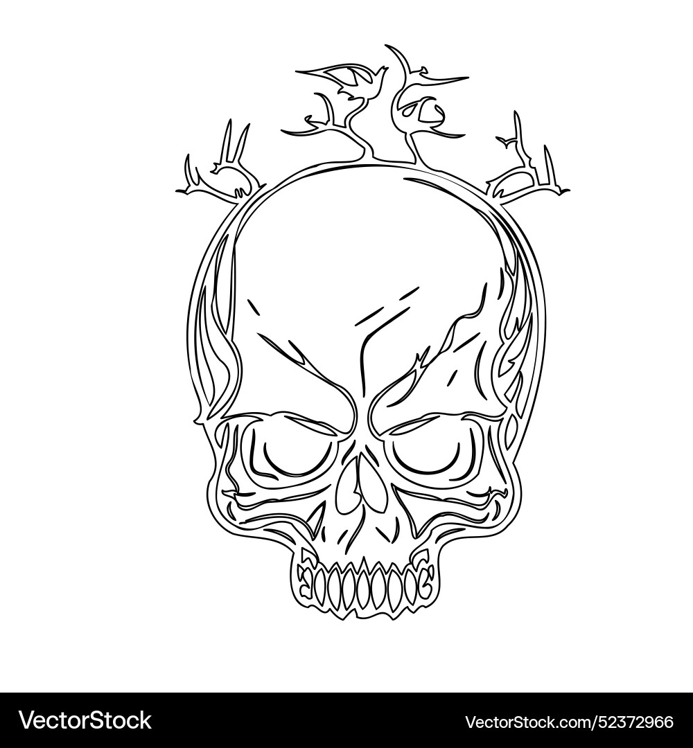 Skull halloween scary outline sketch Royalty Free Vector