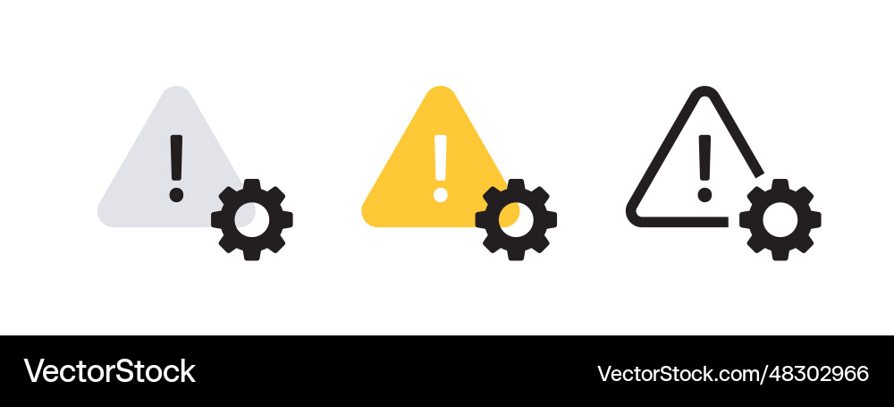 Warning sign with gears machine gear icons Vector Image