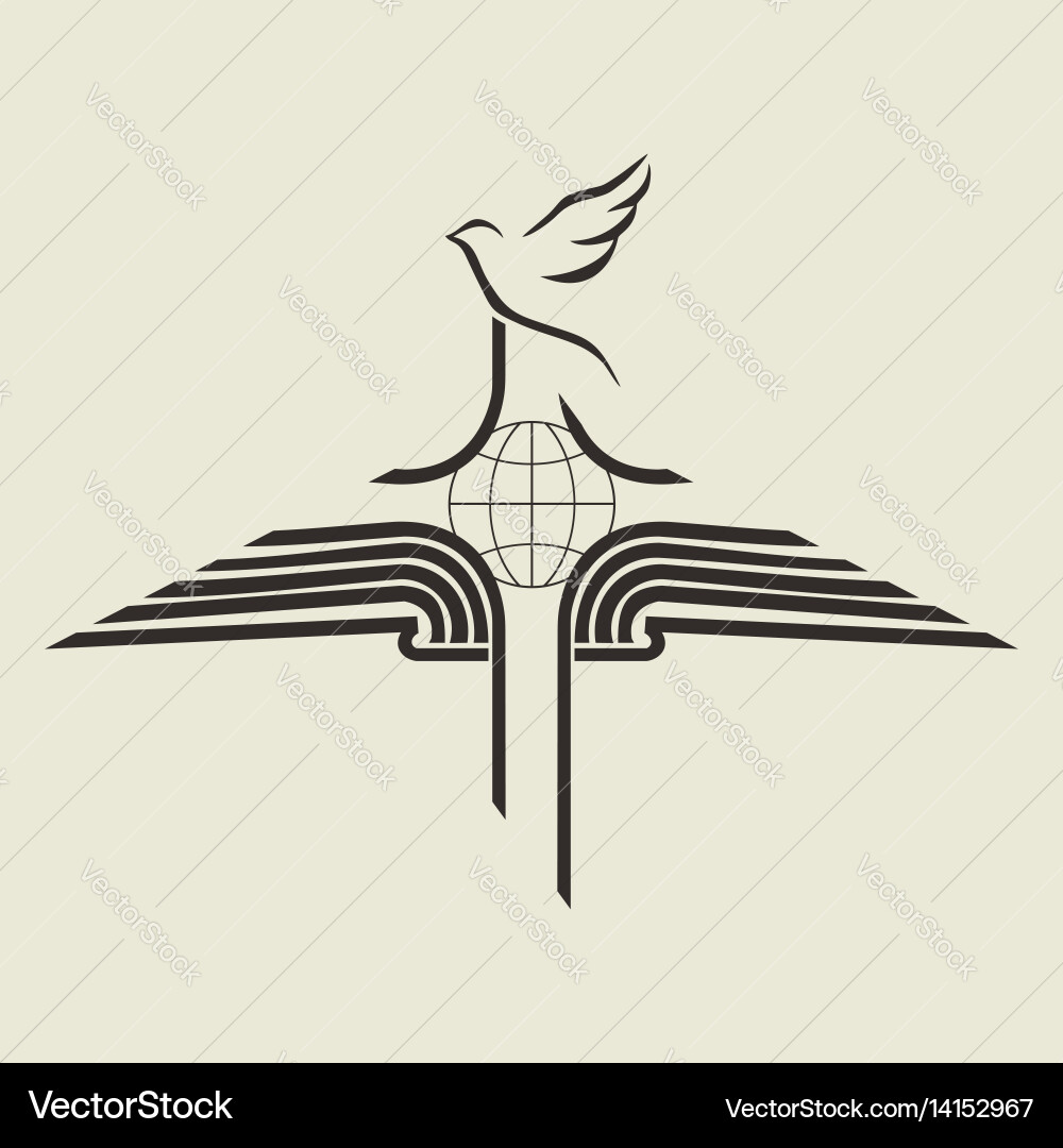 Bible cross dove and globe Royalty Free Vector Image