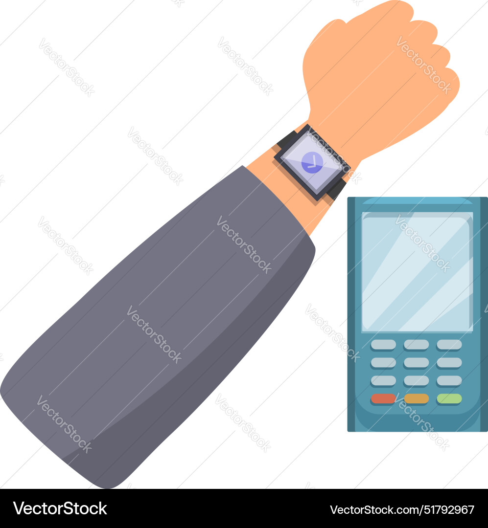 Customer paying using smartwatch for nfc payment Vector Image