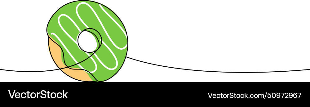 Donut one line colored continuous drawing bakery Vector Image