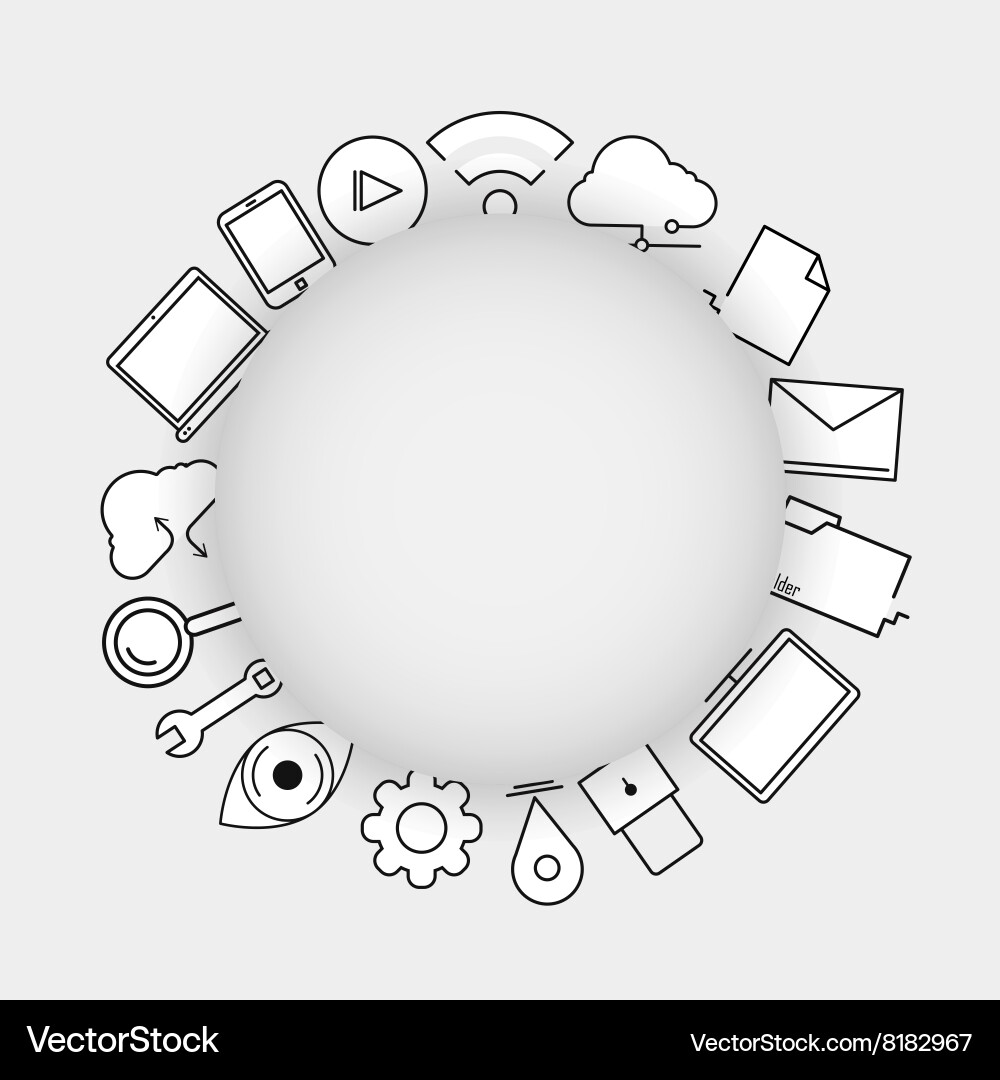 Line icons technology internet Royalty Free Vector Image