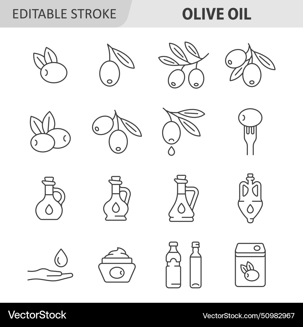 Olive oil line icon set collection Royalty Free Vector Image