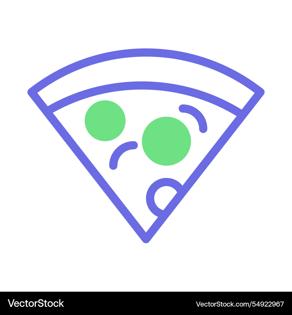 Pizza slice with green toppings Royalty Free Vector Image