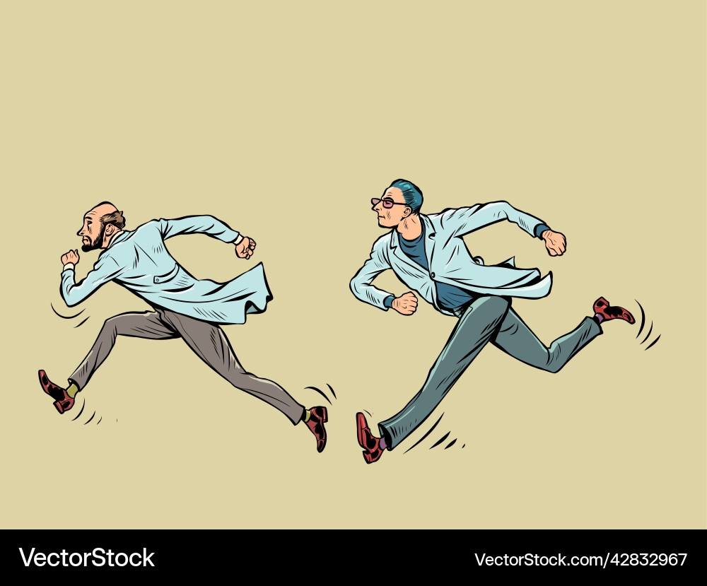 Scientists run scientific research doctors Vector Image