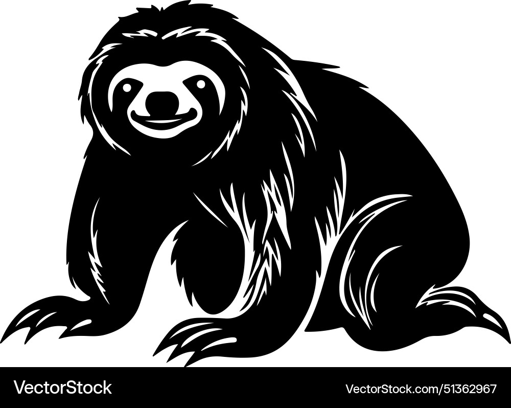 Sloth silhouette white background Royalty Free Vector Image