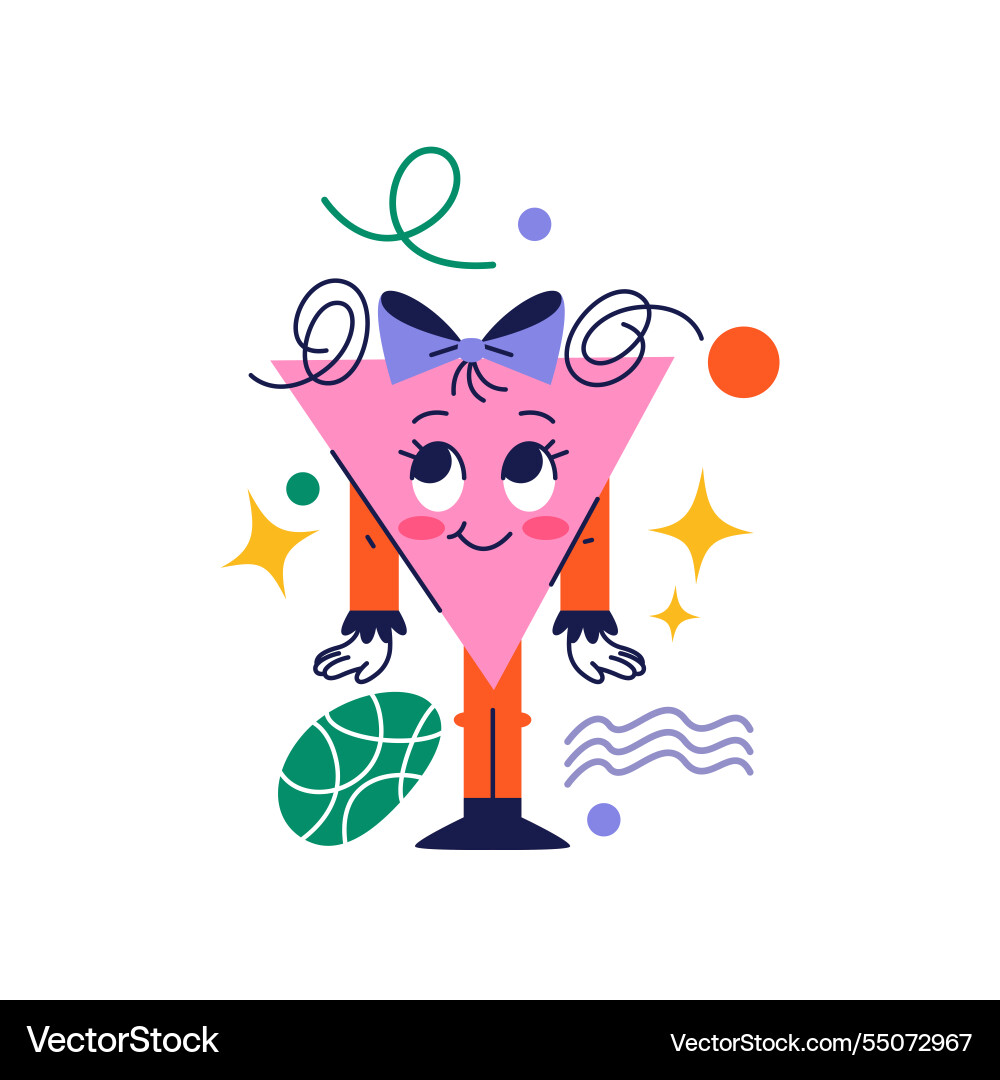 Triangle personage with bow girly characters Vector Image