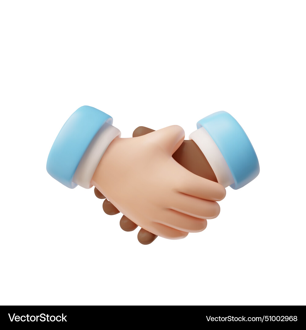 3d hand shake icon unity diverse Royalty Free Vector Image