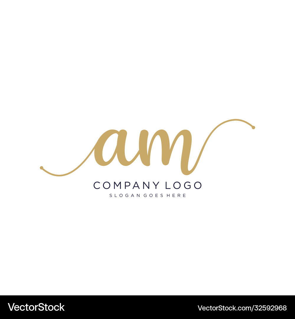 Am initial handwriting logo design Royalty Free Vector Image