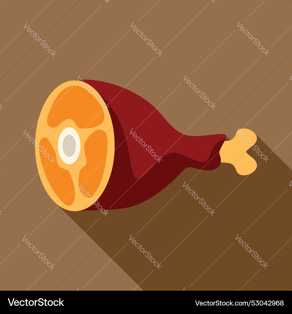 Big piece of ham on the bone lying down with long Vector Image