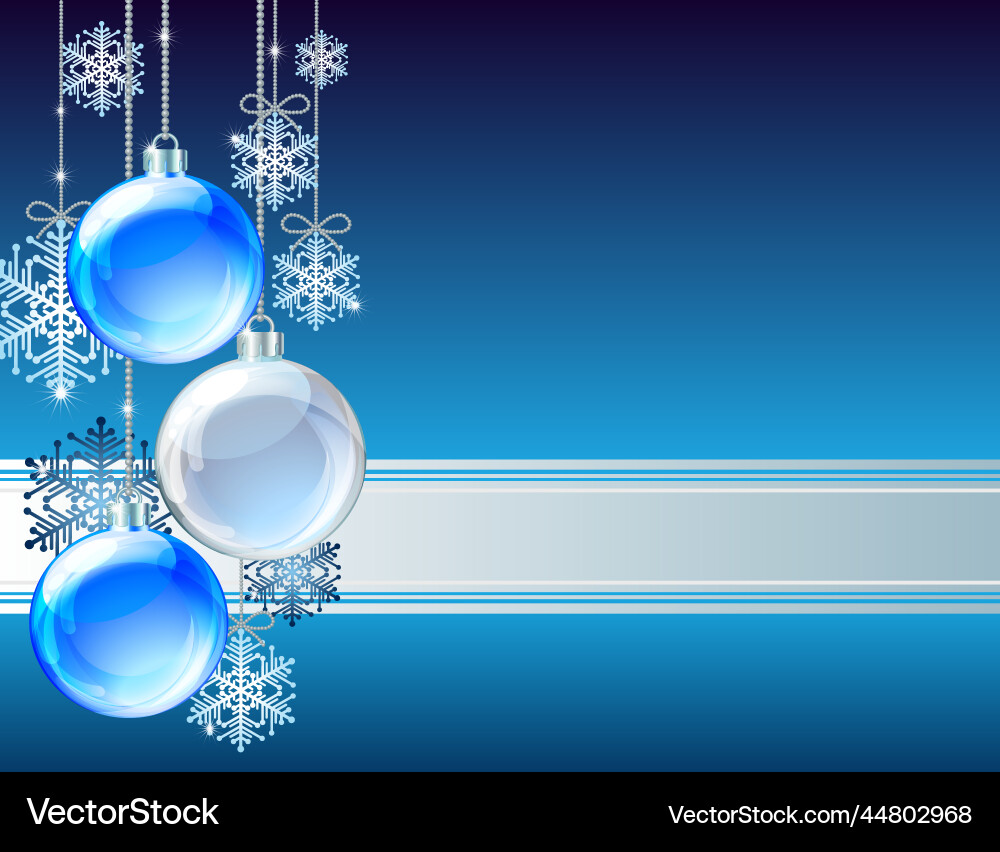 Blue christmas card with balls Royalty Free Vector Image