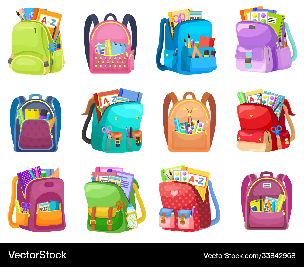Colored school backpack back Royalty Free Vector Image