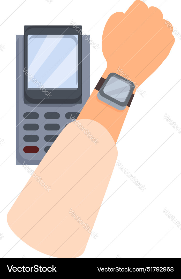 Customer paying using smartwatch nfc technology Vector Image