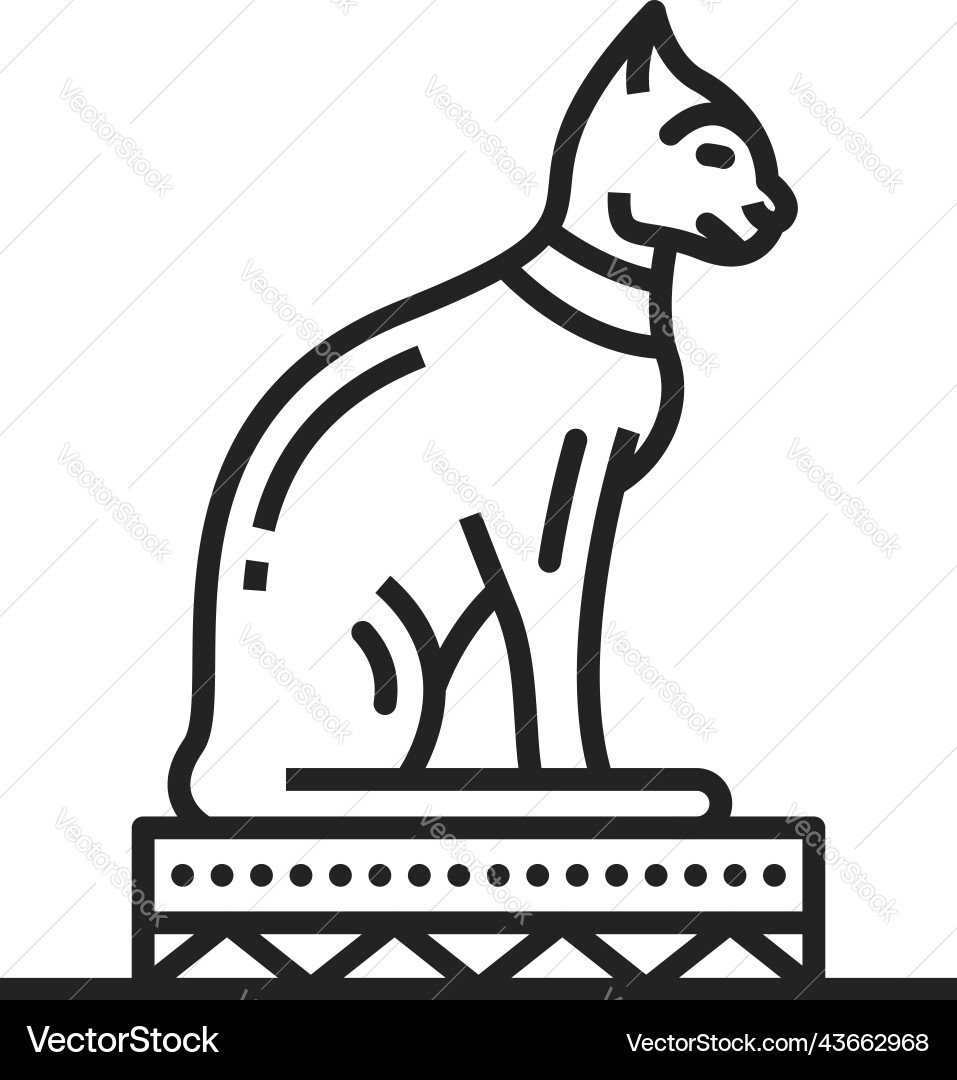 Egypt cat goddess bastet isolated outline icon Vector Image