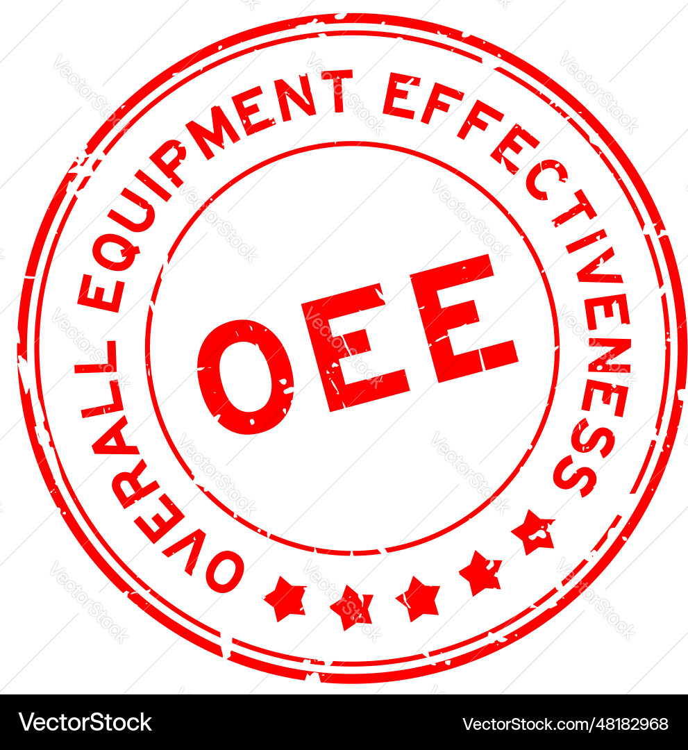 Grunge red oee overall equipment effectiveness Vector Image