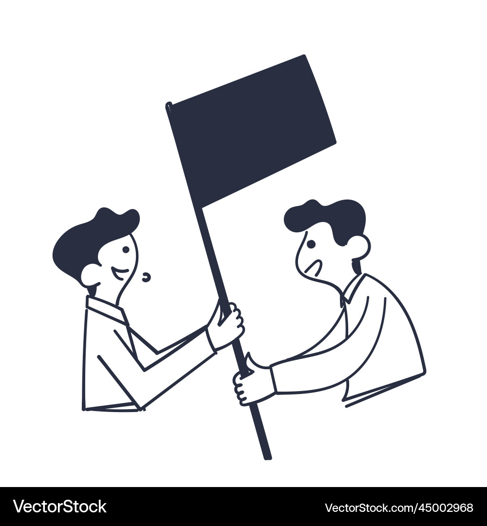 Hand drawn doodle holding flag together Royalty Free Vector