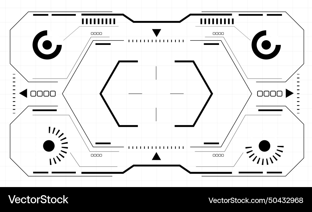 Hud sci-fi interface screen view black hexagon Vector Image
