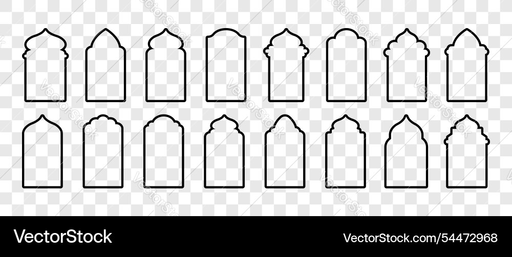 Islamic arch windows indian architecture Vector Image