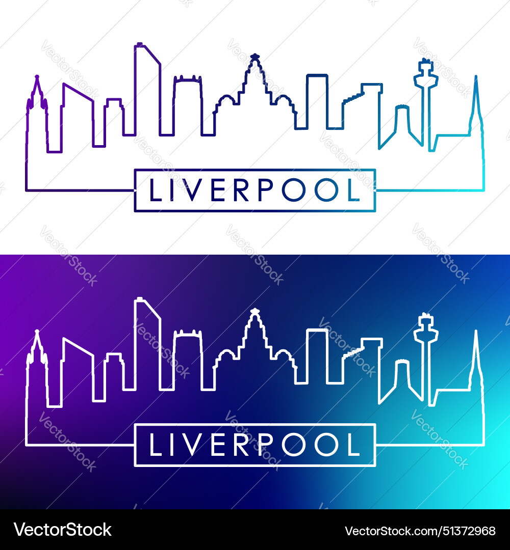 Liverpool skyline colorful linear style single Vector Image