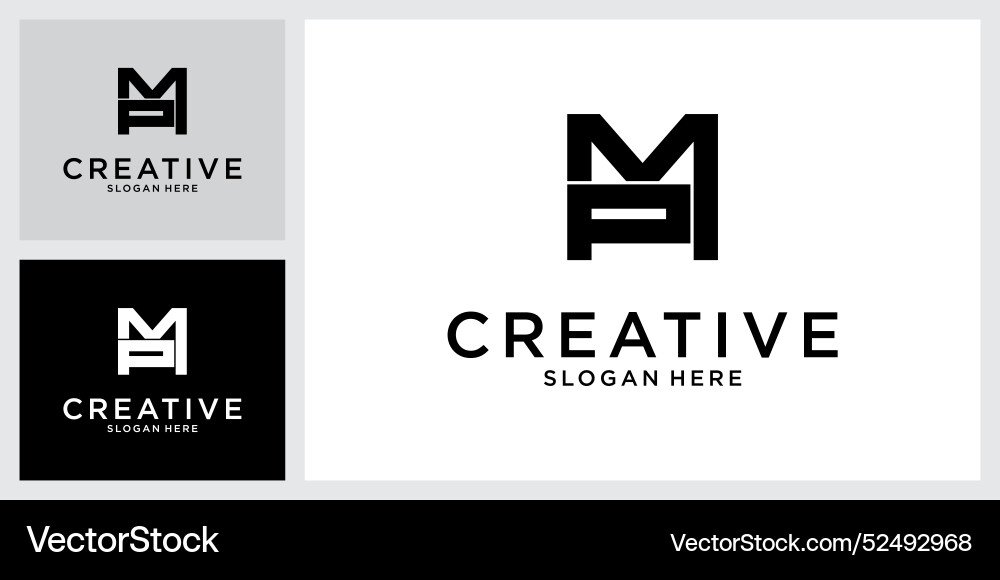 Mp or pm initial letter logo design Royalty Free Vector