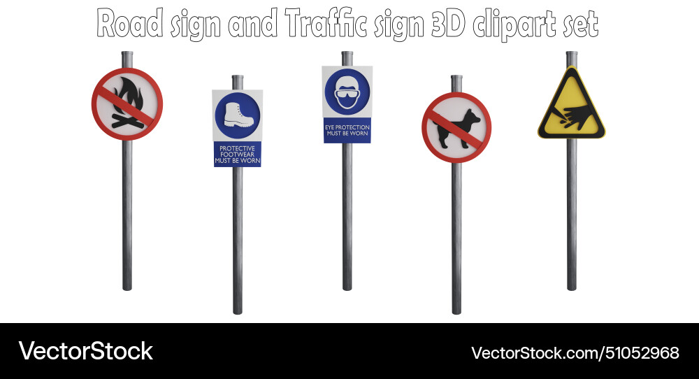 Road sign and traffic clipart element Royalty Free Vector
