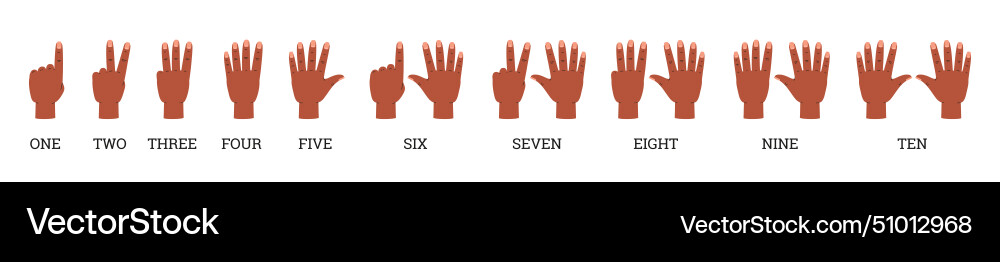 Set of counting hands fingers gesture signs from Vector Image