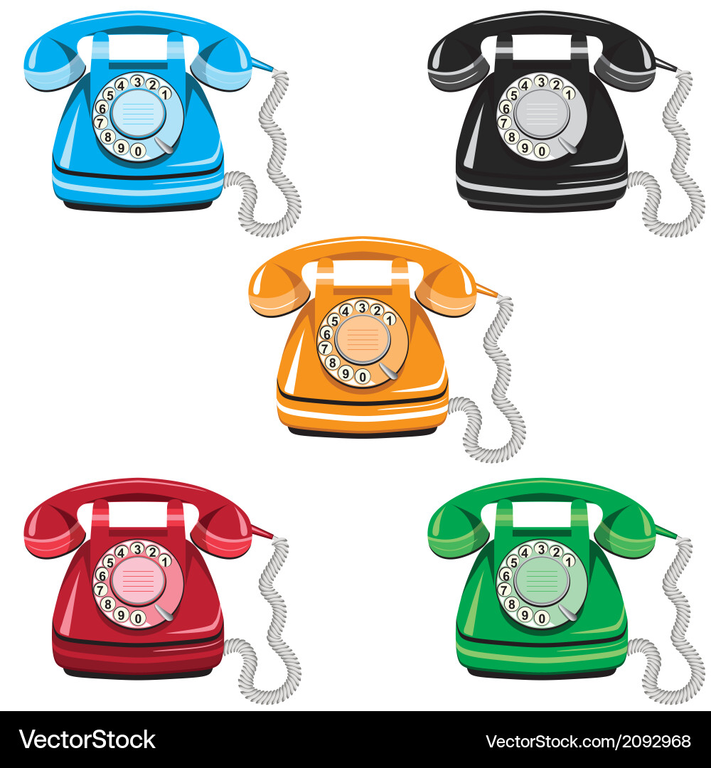 Vintage Rotary Phone Icon Set Royalty Free Vector Image