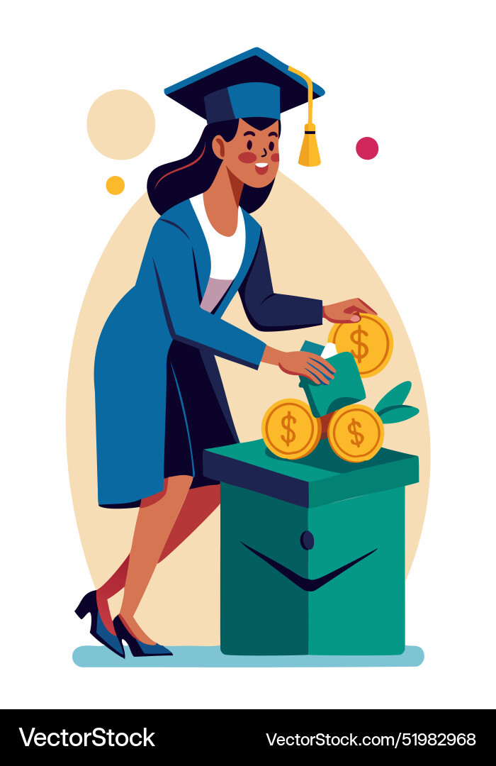 Woman saving for education fund Royalty Free Vector Image